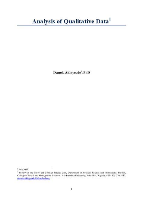 Pdf Analysis Of Qualitative Data For Beginners