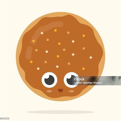 그것의 얼굴에 미소 큰 눈과 갈색 초콜릿 설탕 프로 스 팅 유약 귀여운 도넛 갈색에 대한 스톡 벡터 아트 및 기타 이미지