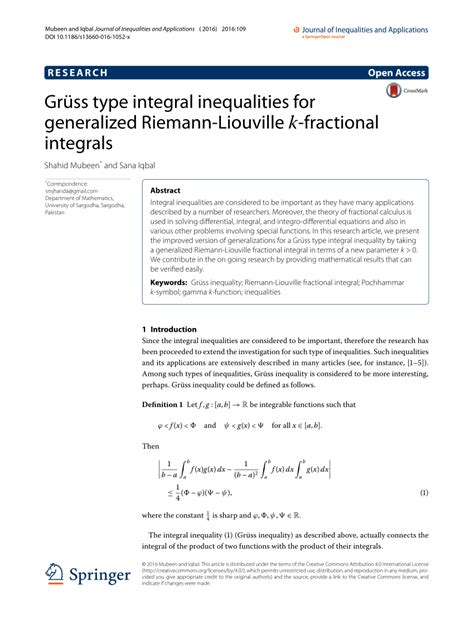 Pdf Grüss Type Integral Inequalities For Generalized Riemann Liouville K Fractional Integrals