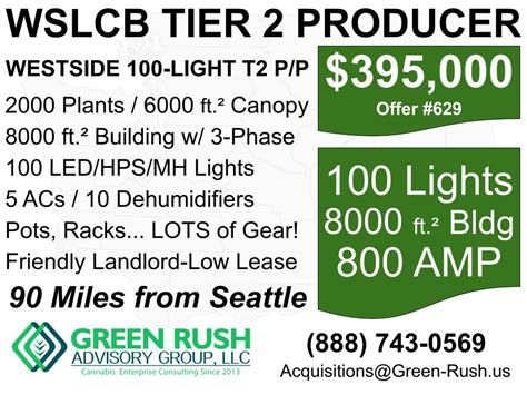 100 Light Westside I 502 Wslcb Tier 2 Cannabis Producerprocessor For