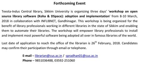 Workshop On “open Source Library Software Koha And Dspace Adoption And
