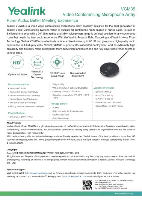 Yealink Vcm35 Wired Microphone Video Conferencing Microphone Array Built In 3 Go Click On