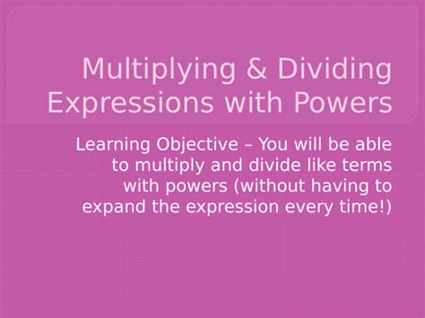 Index Laws Introducing Multiplying And Dividing Teaching Resources