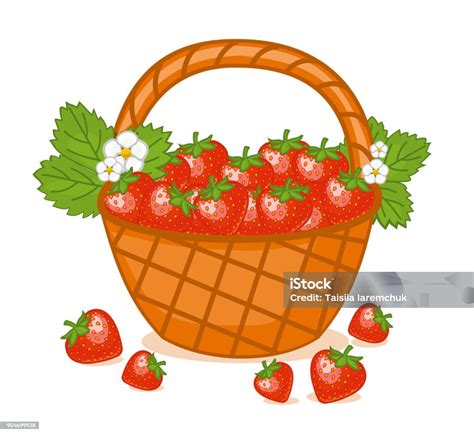 딸기 흰색 배경에 고립의 바구니입니다 벡터 일러스트입니다 0명에 대한 스톡 벡터 아트 및 기타 이미지 0명 건강한 식생활 과일 Istock