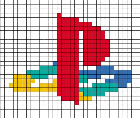 PlayStation Logo Original Pixel Art In Graph Paper Art Pixel Art Pixel Art Grid