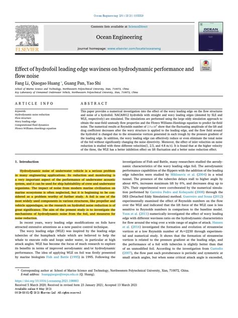 Effect Of Hydrofoil Leading Edge Waviness On Hydrodynamic Performance