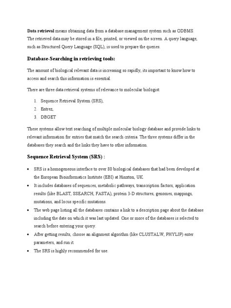 Data Retrieval Pdf Sequence Alignment Open Reading Frame