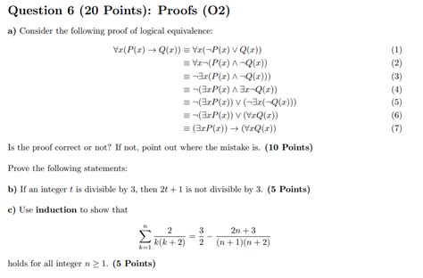 Solved Question Points Proofs O A Consider The Chegg