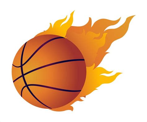 Premium Vector A Basketball With Flames And A Fire With A Picture Of