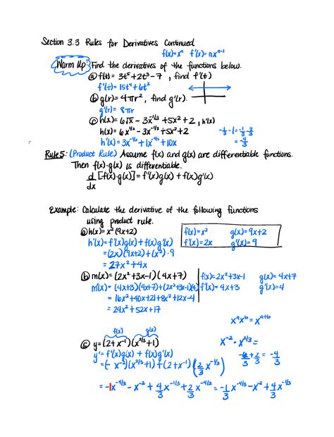 Section 33 Continued Product Rule Quotient Rule Trig Functions