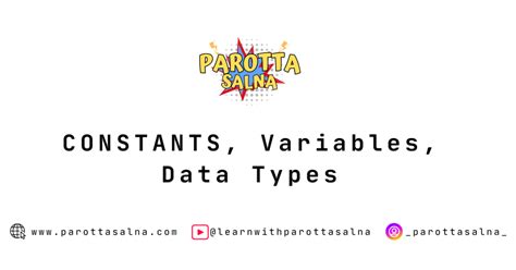 Python Fundamentals Constants Variables And Data Types Parotta Salna
