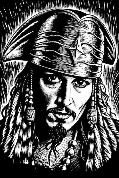 귀여운 잭 스파로우 터 일러스트레이션 조각 프리미엄 Ai 생성 벡터