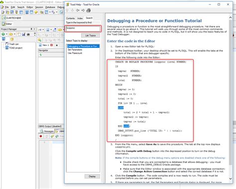 Debugging Plsql Code With Toad For Oracle