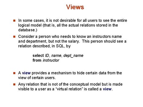 Chapter 4 Intermediate Sql Views Database System Concepts