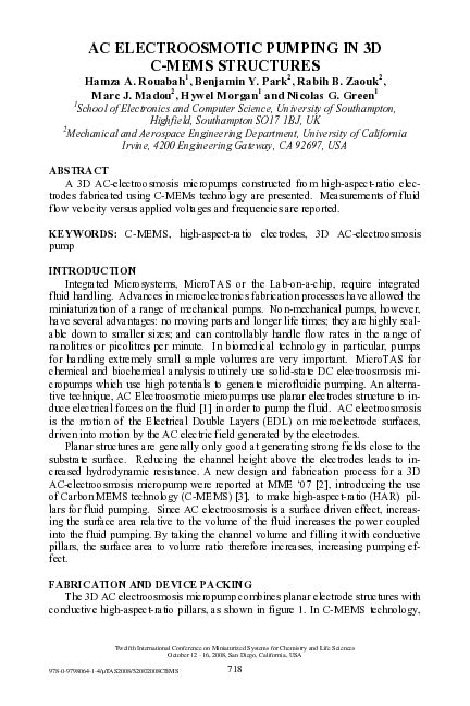 Pdf Ac Electroosmotic Pumping In 3d C Mems Structures Marc Madou