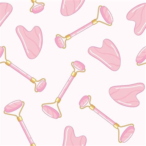 Premium Vector Pink Quartz Face Roller And Gua Sha Tool Pattern