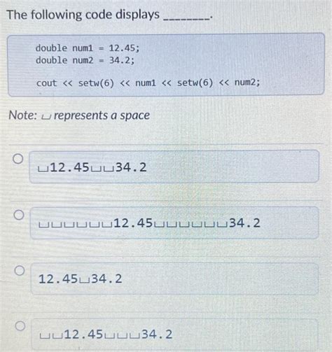 solved c the following code displays note represents a