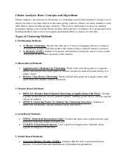 Understanding Cluster Analysis Types Methods And Applications Course Hero