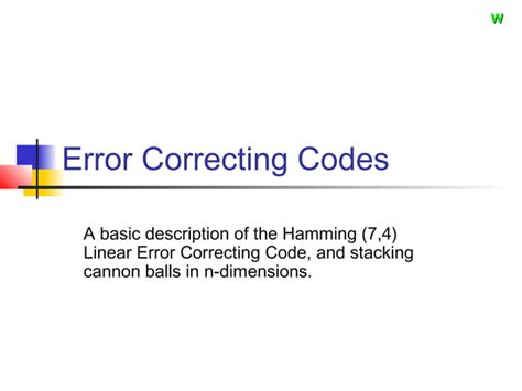 Error Correcting Codes Ppt Programming Languages Computing