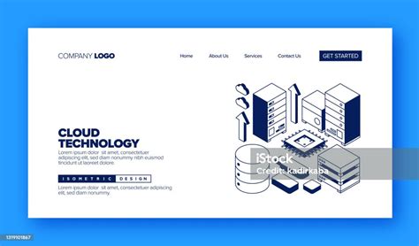 클라우드 기술 아이소메트릭 웹 배너 개념 및 3차원 디자인 서버실에 대한 스톡 벡터 아트 및 기타 이미지 서버실 벡터 연결 Istock