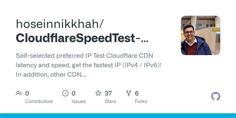 Github Hoseinnikkhah Cloudflarespeedtest English Self Selected Preferred Ip Test Cloudflare
