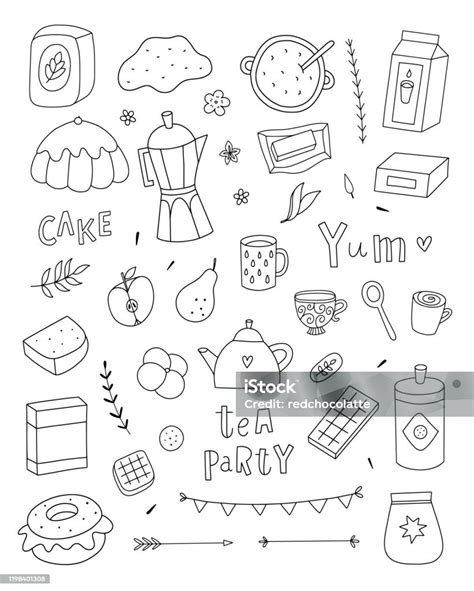 주방 장비 및 요리용 식기 베이킹 손으로 그린 개요 벡터 컬렉션입니다 흰색 배경에 고립 된 조리법재료 낙서 드로잉에 대한 스톡 벡터 아트 및 기타 이미지 Istock
