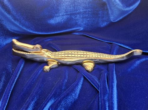 Vintage Solid Brass Alligator Crocodile Nutcracker 12 Long Etsy