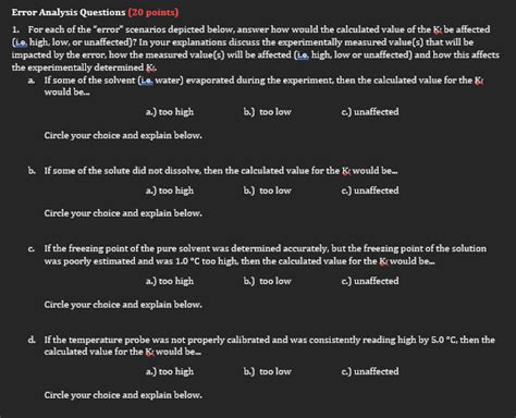 Solved Error Analysis Questions 20 Points 1 For Each Of
