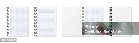 나선형으로 현실적인 노트북 선과 그리드가 있는 학교 시트 종이 메모장 세트입니다 교육용 빈 카피북 그림자가 있는 일기