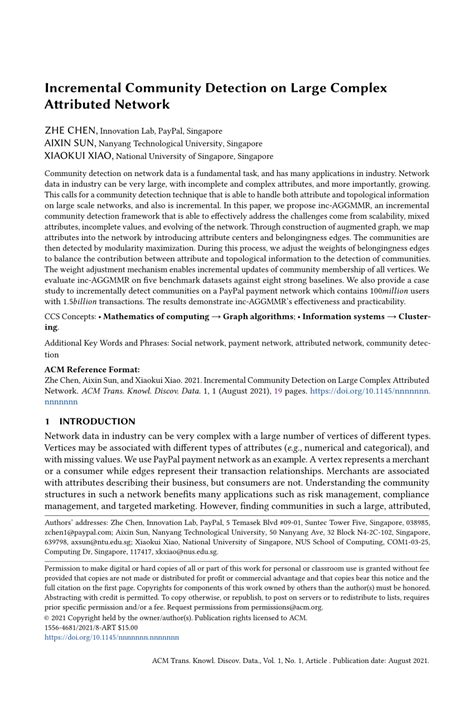 Pdf Incremental Community Detection On Large Complex Attributed Network