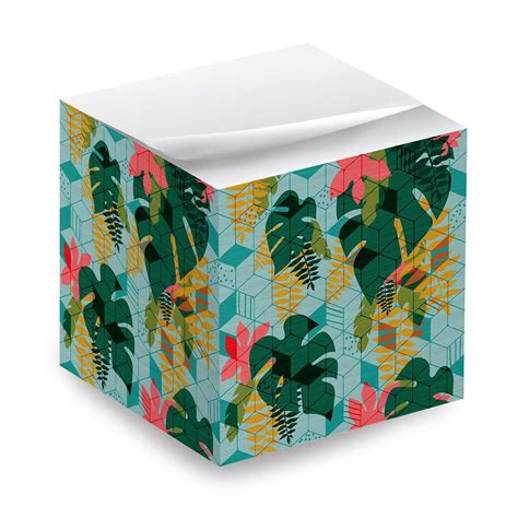 Tropical Sticky Note Cube 2 75 Memo Block Printed On 4 Sides Boho Botanical Design