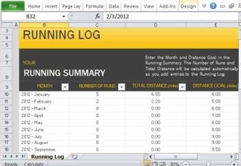 Free Running Log Template For Microsoft Excel