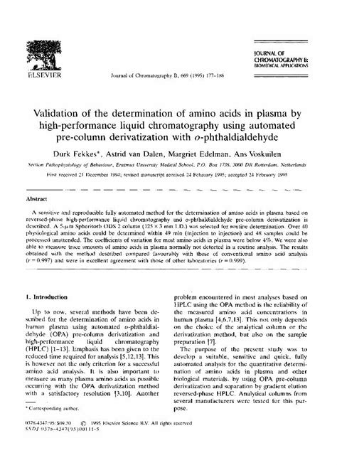 Pdf Validation Of The Determination Of Amino Acids In …webpages Icav Up Pt Ptdc Cvt Nut 4294