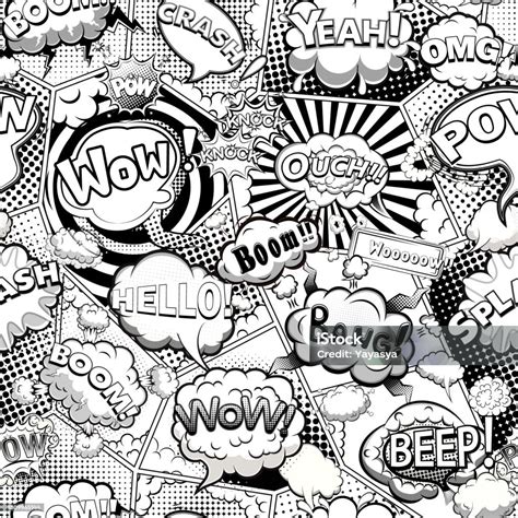 만화책 페이지는 선으로 나뉘어져 있습니다 말풍선이 있는 흑백 배경입니다 벡터 일러스트 레이 션 Brand Name Online