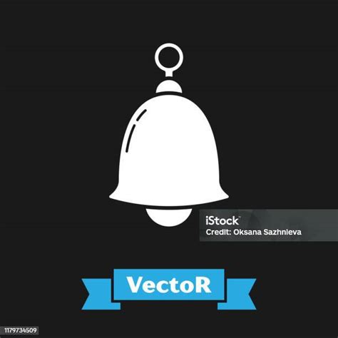 검은 색 배경에 격리 된 흰색 울리는 벨 아이콘입니다 알람 기호 서비스 벨 핸드 벨 기호 알림 기호입니다 벡터 일러스트레이션 기민에 대한 스톡 벡터 아트 및 기타 이미지