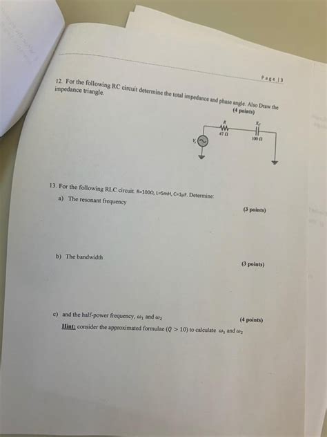 Solved For The Following RC Circuit Determine The Total Chegg