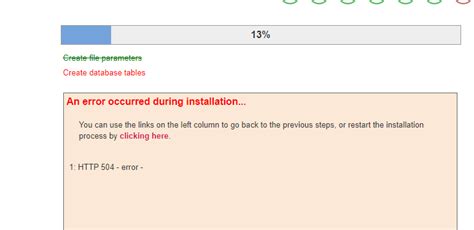 504 Error On Creating Database Tables When Installing Prestashop