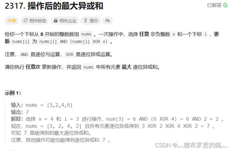 2317操作后的最大异或和 Csdn博客