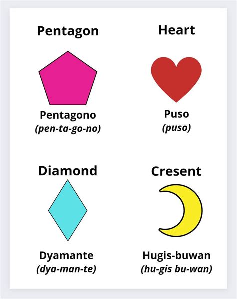 English Filipino Shapes Flashcards Printable Bilingual Flashcards