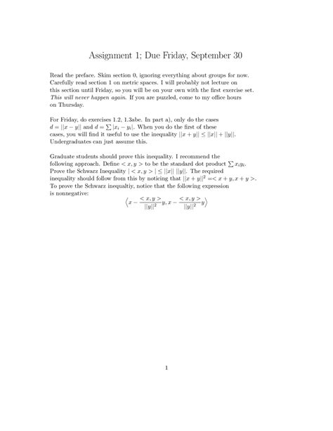 assignment 1 introduction to topology math 431 assignments