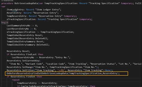 Event Request Codeunit 6501 Item Tracking Data Collection Procedure Retrievelookupdata