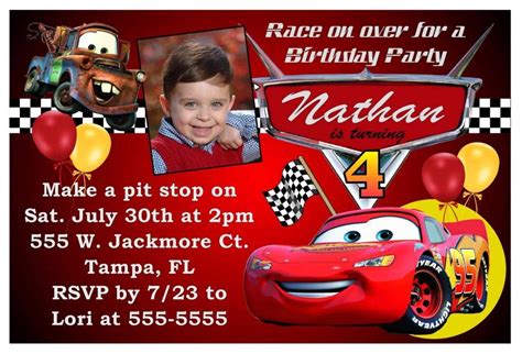 Cars Birthday Invitation Template Printable Holiday Crafts