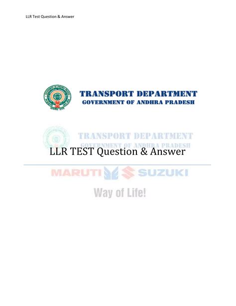 Llr Test Englishtotalquestions Pdf Auto Safety Automotive