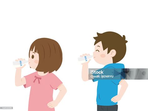 우유를 마시는 아이들 마시기에 대한 스톡 벡터 아트 및 기타 이미지 마시기 우유 마실 것 Istock