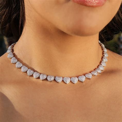 Fully Iced Out Heart Necklace White Gold Huerta Jewelry