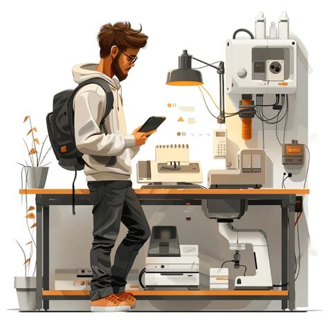 Devops Engineer Hardware In A Robotics Illustrated Flat Minimal Design Premium Ai Generated Image