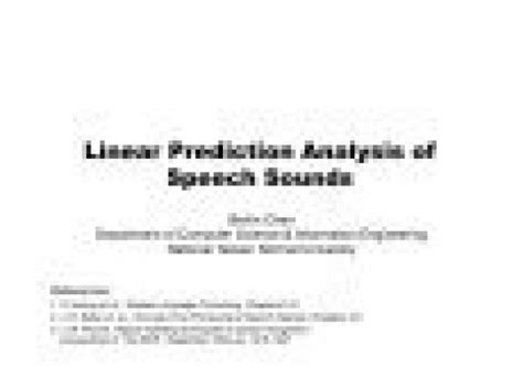 linear prediction analysis of speech sounds berlin chen