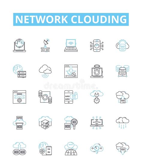 Network Clouding Vector Line Icons Set Network Clouding Cloud Computing Networking