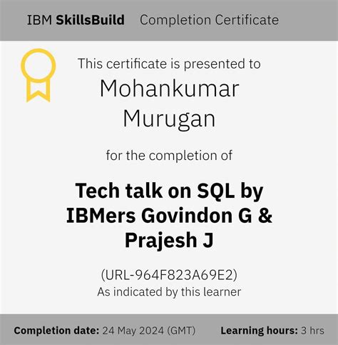 Mohankumar M On Linkedin Ibmskillsbuild Sql Dataanalysis Continuouslearning