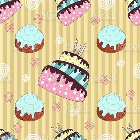 아름 다운 배경에 과자와 완벽 한 패턴입니다 대 한 포장 배너 엽서 직물 벡터 일러스트입니다 귀여운에 대한 스톡 벡터 아트 및 기타 이미지 Istock